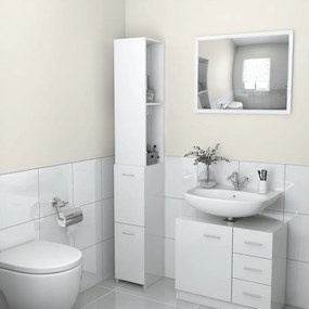 Koupelnová skříňka lesklá bílá 25x26,5x170 cm kompozitní dřevo - Default Title