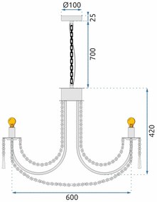 Toolight Křišťálová lustrová lampa APP765-6CP zlatá