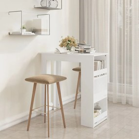 Barový stůl s úložným regálem bílý 102x50x103,5 cm dřevotříska - Default Title