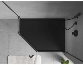 Mexen Flow, pětiúhelníková sprchová vanička slim 100 x 80 cm, pravá, černá matná, 46P708010R