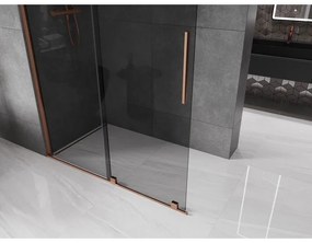 Mexen Velar, sprchová zástěna s posuvnými dveřmi Walk-in 130 x 200 cm, 8mm šedé sklo, růžové zlato, 871-130-000-43-60