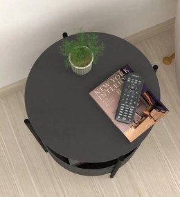 Konferenční stolek kulatý BANDE antracit/černá