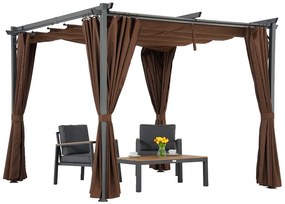 Hnědá pergola La Palma 3x3m se závěsy Garden Point