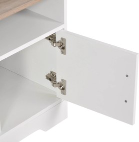 HOMCOM TV Skříňka pro Obývací Pokoj s Velkým Úložným Prostorem, Otevřené Police, Správa Kabelů, Klasický Design 105x40x52 cm Bílá