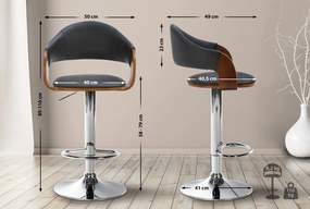 Barová židle Nilse umělá kůže chromovaná konstrukce – ořechová/černá