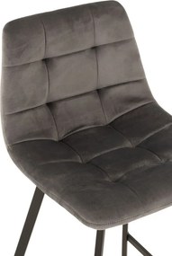 Šedá sametová barová židle Barstool Morgan Grey - 47*43*95cm