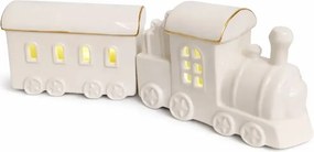 LED svítící vláček, keramický, 28,5 × 10,1 × 9,3 cm, teple bílá, 2× LR44