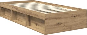 Rám postele Umělecký dub 90 x 200 cm Masivní borové dřevo 3409416