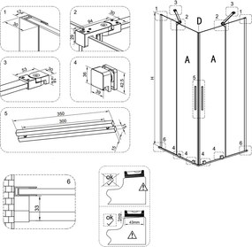 BPS-koupelny Čtvercový sprchový kout HYD-ATA-X2 120x120 chrom/transparent - bez vaničky