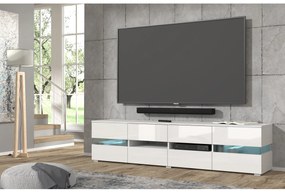 TV stolek/skříňka Vaimo (matná bílá + lesklá bílá) (s osvětlením). 1085836