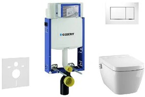 Geberit Kombifix - Modul pro závěsné WC s tlačítkem Sigma30, bílá/lesklý chrom + Tece One - sprchovací toaleta a sedátko, Rimless, SoftClose 110.302.00.5 NT5