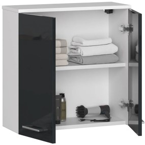 Závěsná koupelnová skříňka Fin 60 cm bílá/grafitová lesk