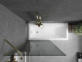 Mexen Next, vanová zástěna 1-křídlová 90 x 150 cm, fixní křídlo, 6 mm šedé sklo, zlatý profil, 895-090-000-00-40-50