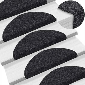Schodové rohože samolepicí 5 ks 56 x 17 x 3 cm černé, půlkulaté 149678