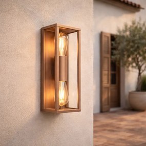 Průmyslová nástěnná lampa rezavě hnědá 38 cm 2-světlo IP44 - Charlois