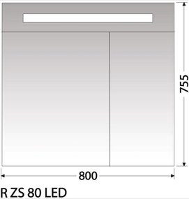 INTEDOOR zrcadlová skříňka s integrovaným LED osvětlením R ZS 80 LED Varianta: A3746 Cashmere MAT