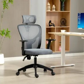 Vinsetto ergonomická a nastavitelná kancelářská židle s bederní opěrkou a opěrkou hlavy, 66x61x106-116 cm, tmavě šedá