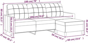 3místná pohovka s podnožkou tmavě šedá 180 cm textil 3201002