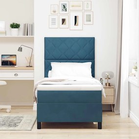 Postel s boxspringem s čelo Tmavě modrá 90 x 190 cm samet 3339870