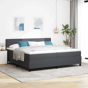Postel s boxspringem s čelo Tmavě šedá a bílá 200 x 200 cm 3337528