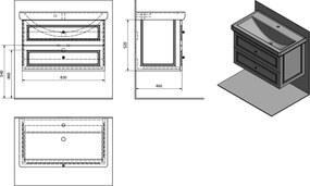 Sapho Sapho, Koupelnový set VIOLETA 90, bílá matná, KSET-044