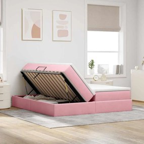 Postel s úložným prostorem a matrací Růžová 180 x 200 cm samet 3370366