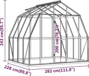 vidaXL Skleník s podkladovým rámem antracitový 6,43 m² hliník [3098018]