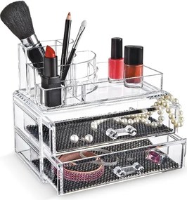 Domo Living Organizér na šperky a make-up, stojan na štětce, kartáčky DOMO AKRYL 2, 18,8 × 11,5 × 15,7 cm