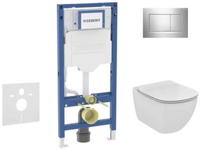 Geberit Duofix - Set předstěnové instalace, klozetu Tesi a sedátka softclose, tlačítko Sigma20, lesklý chrom/matný chrom SANI11CD1137