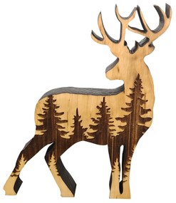 AMADEA Dřevěná dekorace jelen, masivní dřevo 16,6 x 13,4 cm, český výrobek
