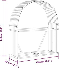 vidaXL Stojan na dřevo 120 x 45 x 140 cm pozinkovaná ocel [364551] Barva: Vzhled dřeva