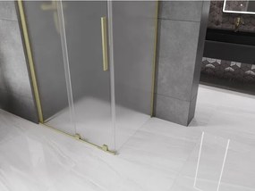Mexen Velar, sprchový kout s posuvnými dveřmi 130 x 80 cm, 8mm sklo námraza, zlatá matná, 871-130-080-31-55
