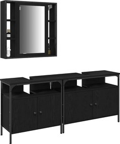 Koupelnové umyvadlové jednotky 3 ks Černá 80 x 30 x 60 cm 3334399