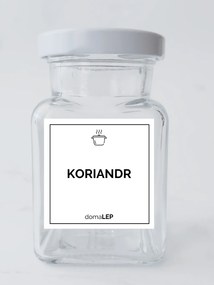 Samolepka na kořenky KORIANDR bílá 5 × 5 cm tučné písmo