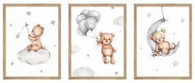 Dětské obrázky v sadě 3 ks 30x40 cm Teddy Bear