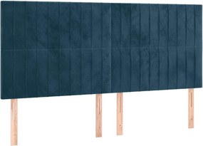 Box spring postel s matrací a LED tmavě modrá 160x200 cm samet 3136255