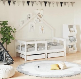 vidaXL Dětská postel se zásuvkami 70x140 cm masivní borové dřevo [834540] Barva: Bílá