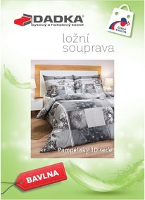 Bavlněné povlečení Pampelišky 3D šedé 140x200, 70x90 cm