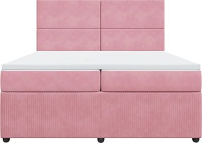Box spring postel s matrací růžová 200x200 cm samet 3292429