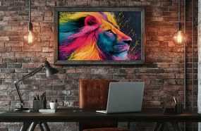 Král neonové džungle - obraz - Barevný lev v moderním stylu 84 - 40 x 50 cm - 499 Kč