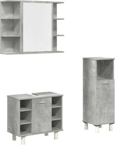3dílný set koupelnového nábytku betonově šedý kompozitní dřevo 3324854
