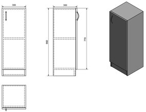 Aqualine, SIMPLEX ECO nízká skříňka 30x86x30cm, SIME340