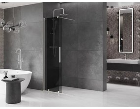 Mexen Velar, sprchová zástěna s posuvnými dveřmi Walk-in 70 x 200 cm, 8mm šedé sklo, broušená ocel, 871-070-000-43-97