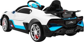 Ramiz Dětské autíčko na baterie Bugatti Divo bílé + dálkové ovládání + EVA kola + pomalý start + LED + MP3