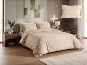 Sada povlečení z polybavlny HEARTILO POLY béžové + povlak na polštář 50 x 70 cm ZDARMA