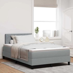 Postel s boxspringem s čelo Světle šedá 120 x 200 cm textil 3338755