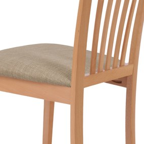 AUTRONIC Jídelní židle, masiv buk, barva buk, látkový béžový potah
