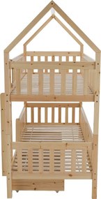 Montessori patrová postel 90x200, přírodní, VENITA TYP 2 Kondela 0000396844