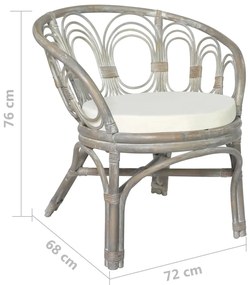 Jídelní židle s poduškou šedá přírodní ratan a len - Default Title