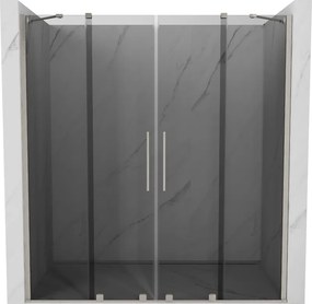 Mexen Velar Duo, posuvné sprchové dveře do otvoru 170 cm, 8mm šedé sklo, broušená ocel, 871-170-000-42-97